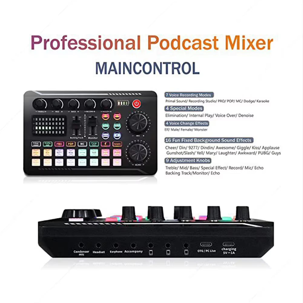 F998 Multifunctional Tuning Sound Card Microphone Mixer Kit Audio Reco ...