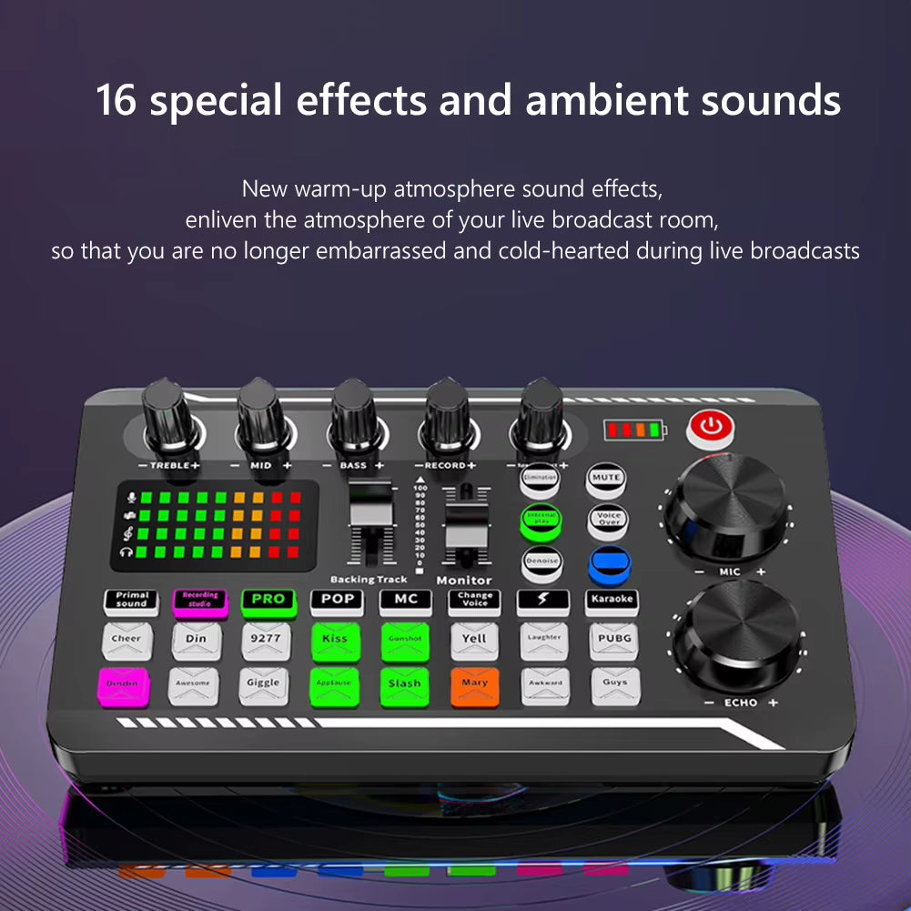 F998 Multifunctional Tuning Sound Card Microphone Mixer Kit Audio Reco ...